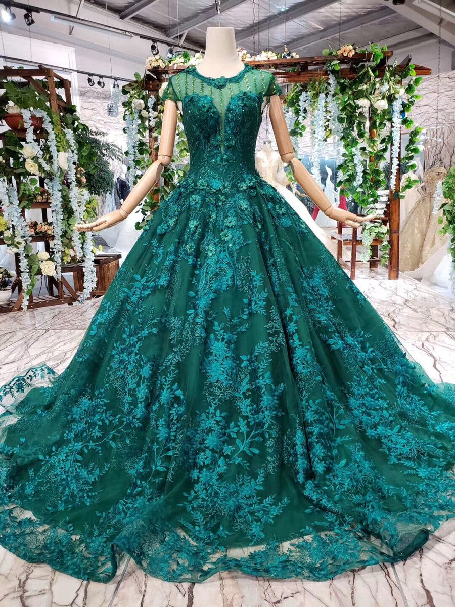 Buy Elegant Scoop Cap Sleeves Prom Dress With Appliques Military Ball ...